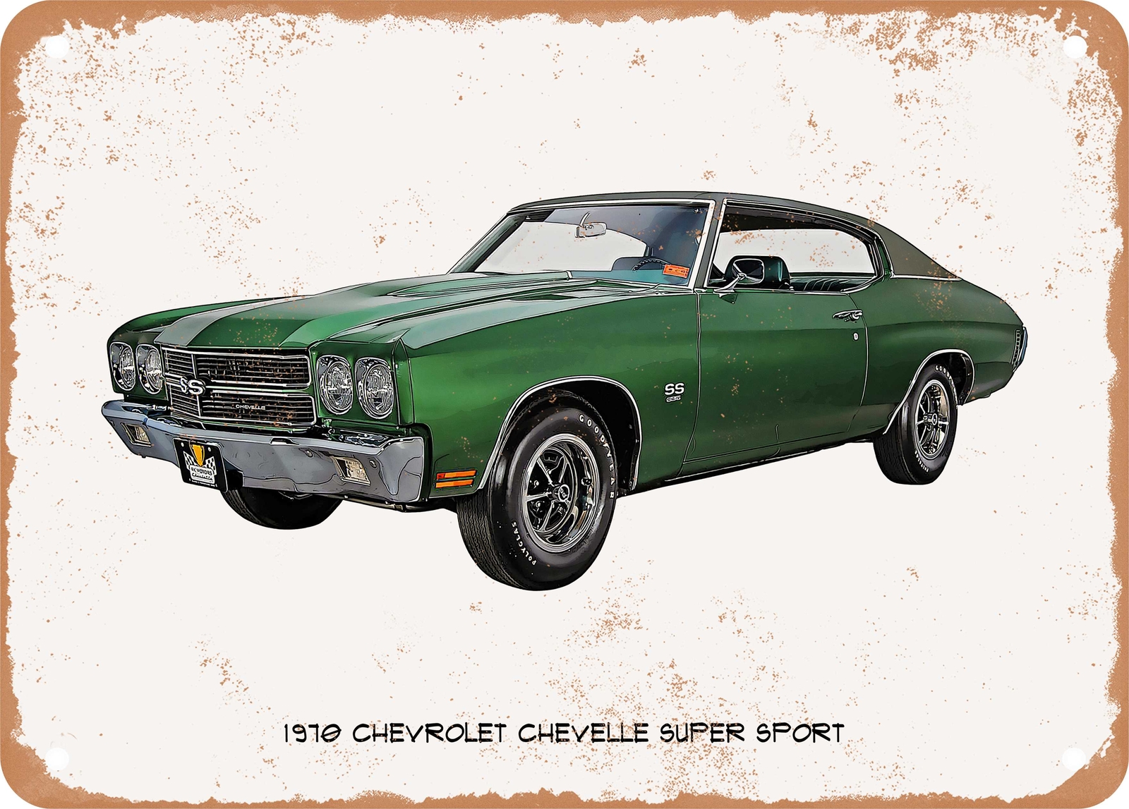 Classic Car Art - 1970 Chevy Chevelle SS Oil Painting - Rusty Metal ...