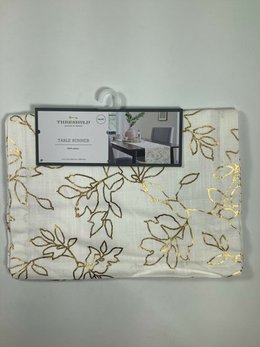 Threshold White Gold Design Table Runner 14x72” NEW! NWT | eBay