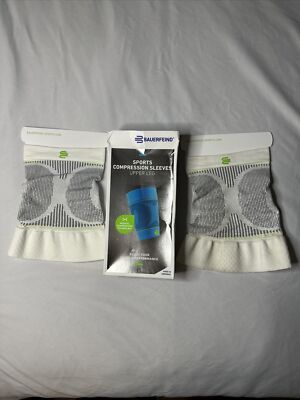 Bauerfeind Sports Compression Upper Leg Sleeves (2) Pair Small White ...