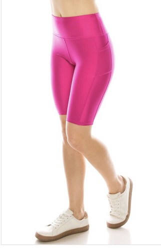 Barbie Hot Neon Pink Stretch Shiny High Waisted Bike Shorts New ...