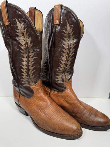 Tony Lama Cowboy Boots 10D Style 6532 Two-Tone Leather Western USA Made ...