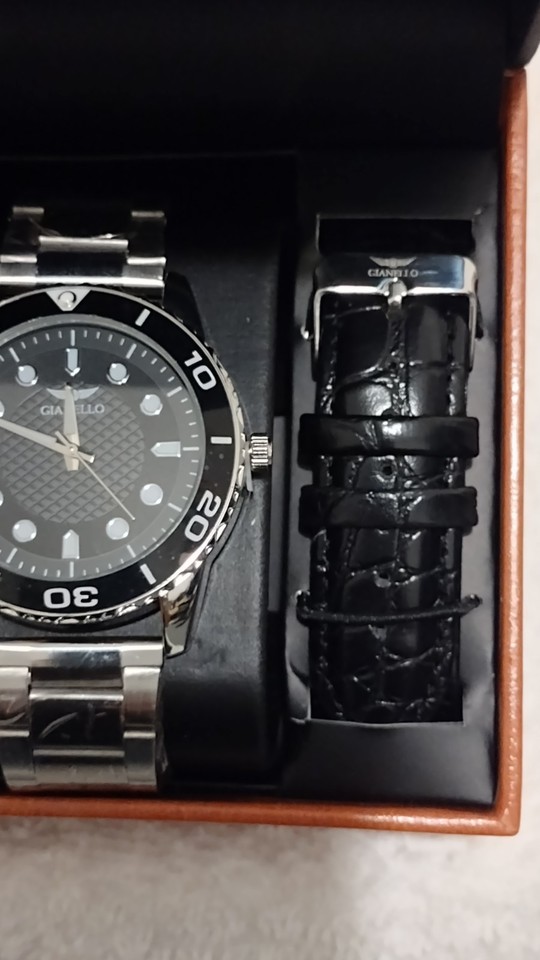 GIANELLO MEN'S WATCH GIANELLO REGAL SILVER INTERCHANGEABLE 3 STRAP ...