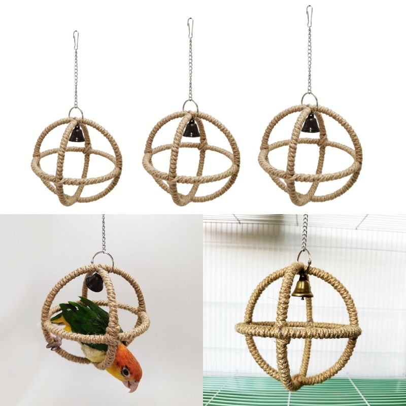 Small Parrot Hollow out Ball Toy with Small Bells Hanging Bird Cage ...