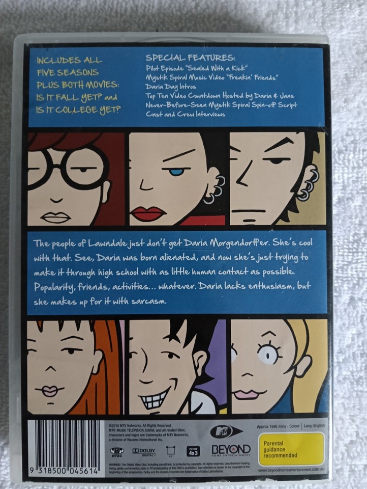 Daria Complete Animated Series DVD (All Regions) Seasons 1 2 3 4 5 PLUS ...