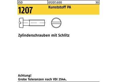 Reyher Zylinderschraube ISO 1207 m.Schlitz M 6 x 20 Polyamid | eBay.de