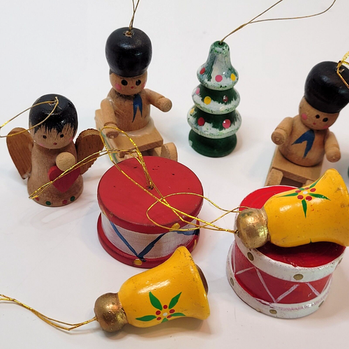 Mini Tree Wood Ornaments (10) Angels Bells Sleds Trees + Crafts Decor ...