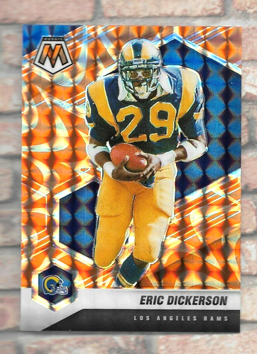ERIC DICKERSON 2021 PANINI MOSAIC ORANGE PRIZM INSERT CARD #117 NFL HOF ...