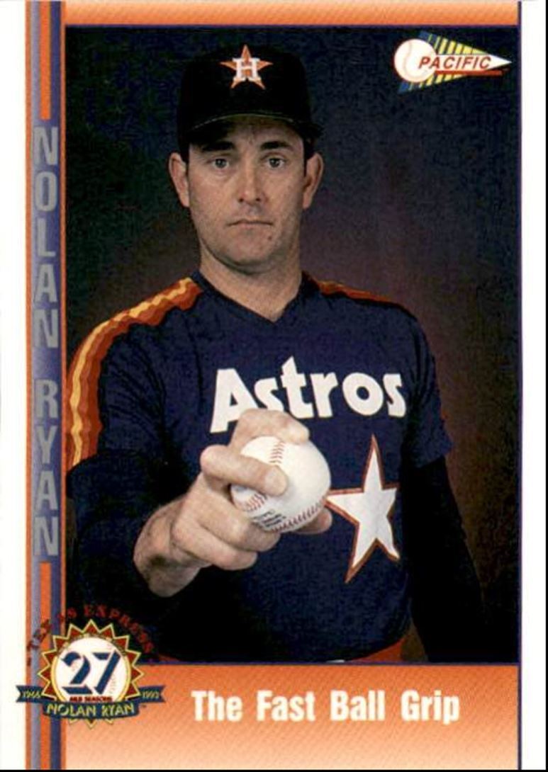 1993 Pacific Texas Express Baseball Card Nolan Ryan The Fast Ball Grip ...