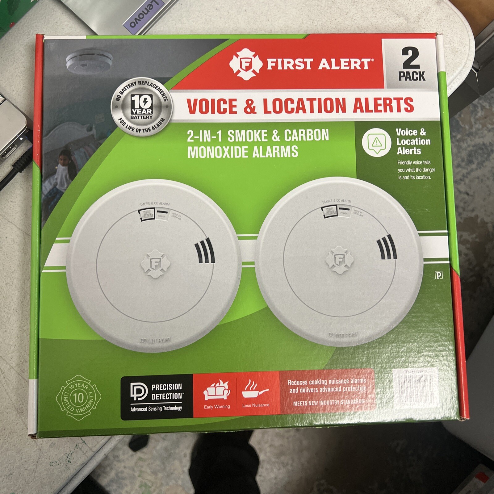 First Alert 2-in-1 Smoke & Carbon Monoxide Alarms with Voice Alerts - 2 ...