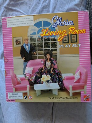 VINTAGE GLORIA DOLLHOUSE FURNITURE SIZE LIVING ROOM PLAY SET FOR Dolls ...