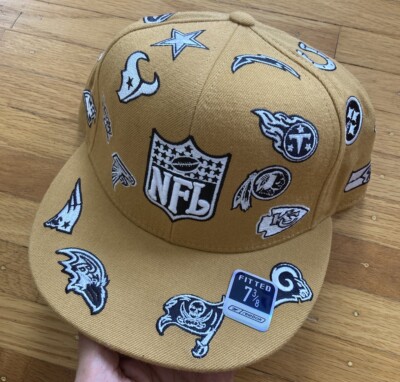 NFL Reebok All Over Team Logos Hat Cap Fitted 32 Teams 100% Wool 7 3/8 ...