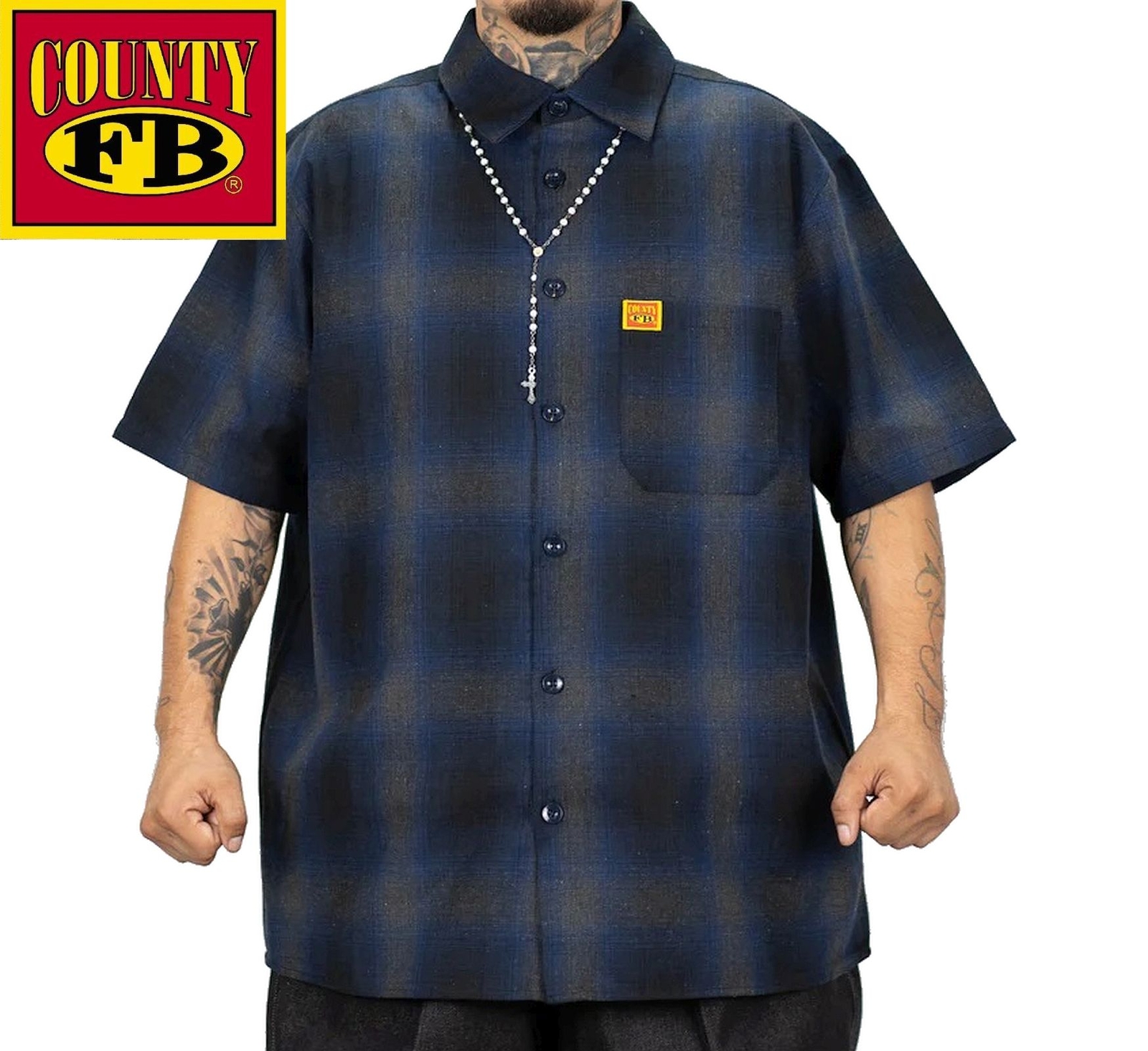 FB County Short Sleeve Plaid Checker Flannel Shirt | eBay