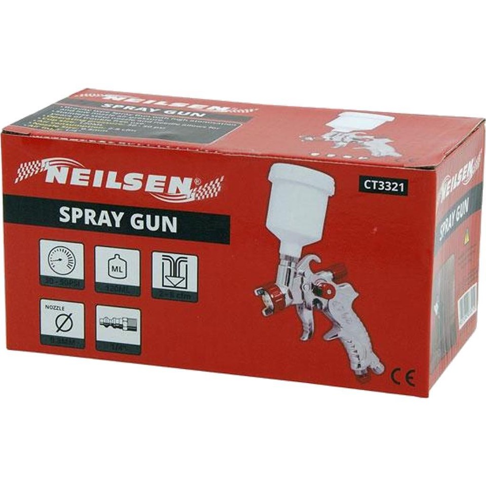 Neilsen Mini Touch Up HVLP Gravity Feed Spray Gun 120ml Cup With 0.8mm ...