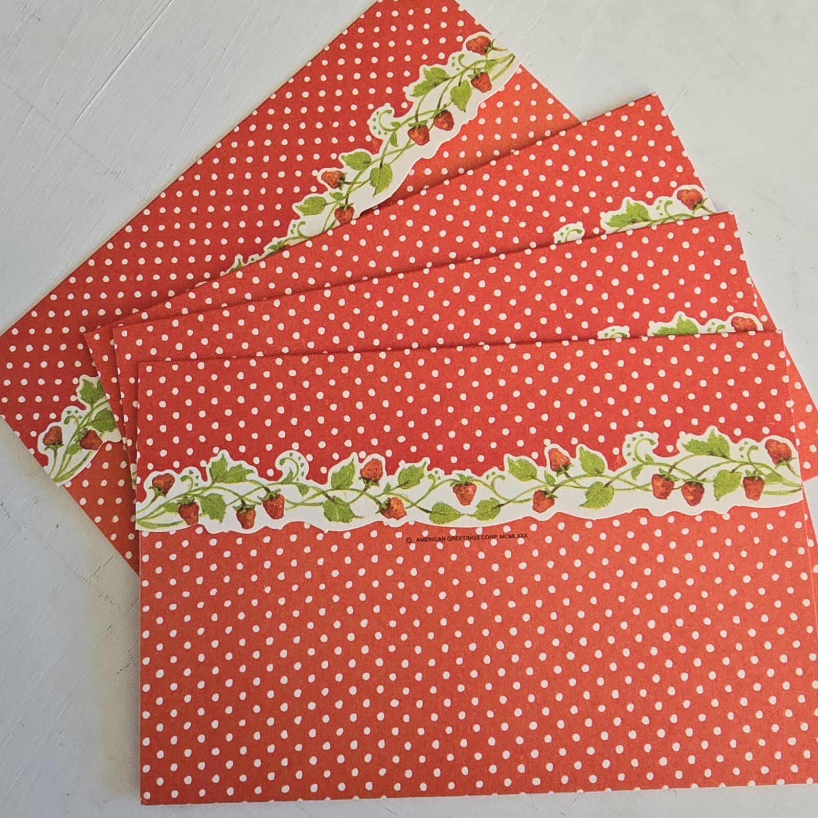 Set Of 4 Strawberry Folding Note Cards Blank Greeting Cards Strawberry ...