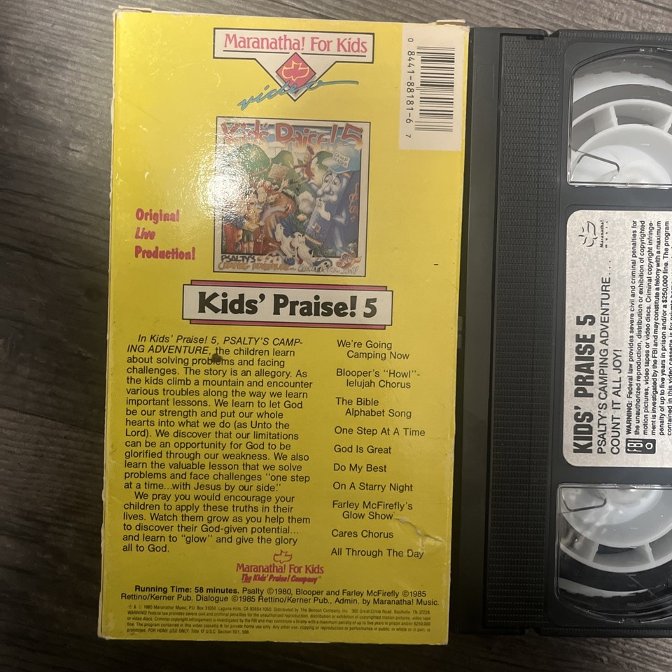 Kids Praise 5 VHS Tape 1986 Video Psalty’s Camping Adventure Count It ...