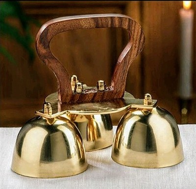 Sanctuary Altar Bells Three Bells Brass and Wood 6 1/4"W x 4 3/4"H | eBay