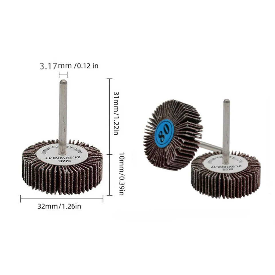 15 Pcs Flap Wheel Grinding Heads, 80 Grit, Suitable for Rotary Tools ...