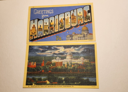 Lot of 2 Vintage Lithograph Postcards: Harrisburg, PA State Capitol ...