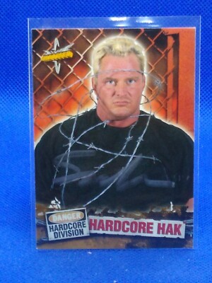 AUTOGRAPH Sandman "Hardcore Hak" 1999 Topps WCW Hardcore Division #50 ...