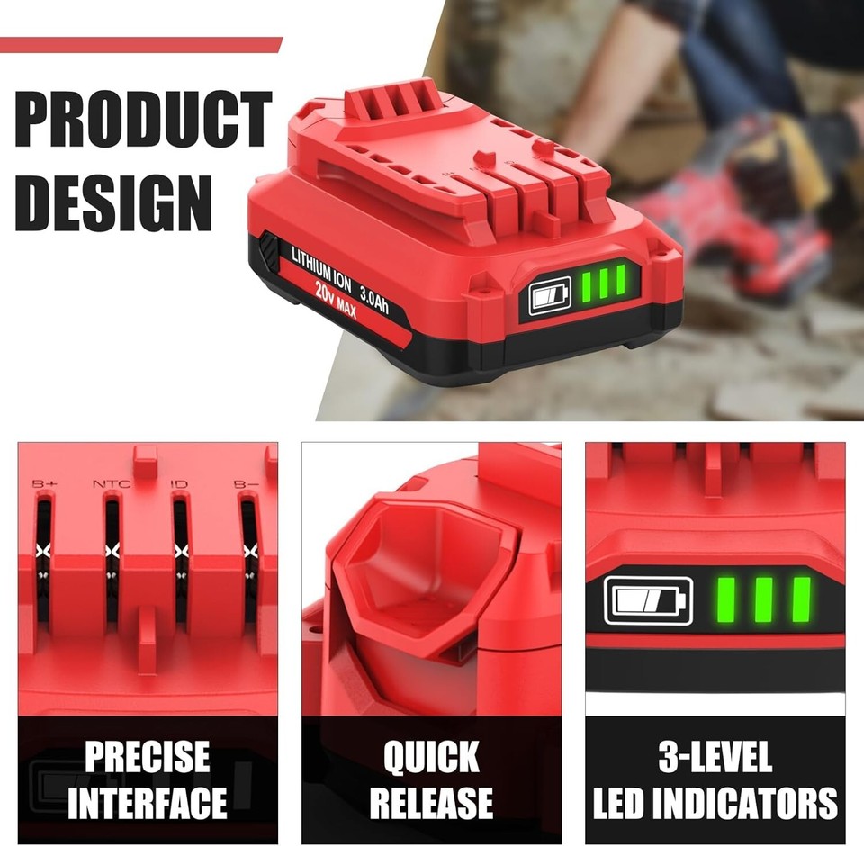 2PACK 20Volt For Craftsman V20 6.0Ah Li-ion Battery CMCB204 CMCB202 ...
