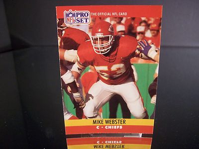 Rare Mike Webster Pro Set 1990 Card #537 Kansas City Chiefs NFL ...