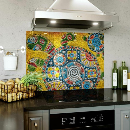 Glass Splashback Kitchen Tile Cooker Panel ANY SIZE Turtle Mosaic ...
