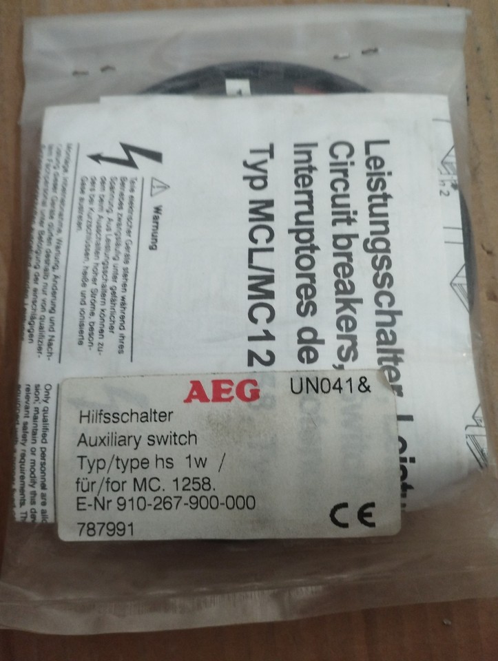 910-267-900-000 AEG Auxiliary Switch Type hs1w for MC1258, Ref 787991 ...