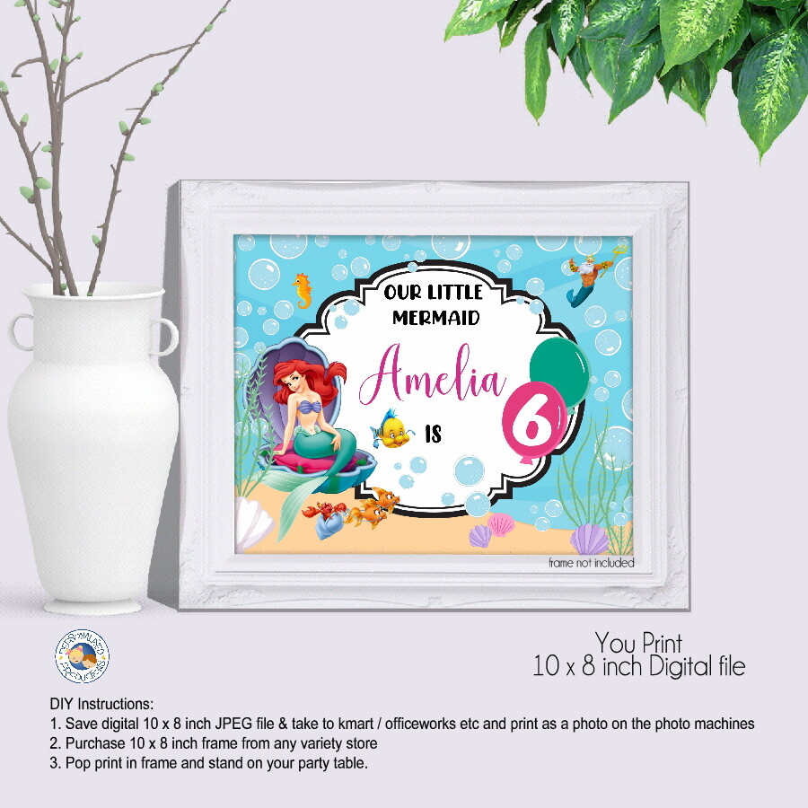 MERMAID ARIEL chocolate wrapper BIRTHDAY party girl YOU PRINT mermaids ...