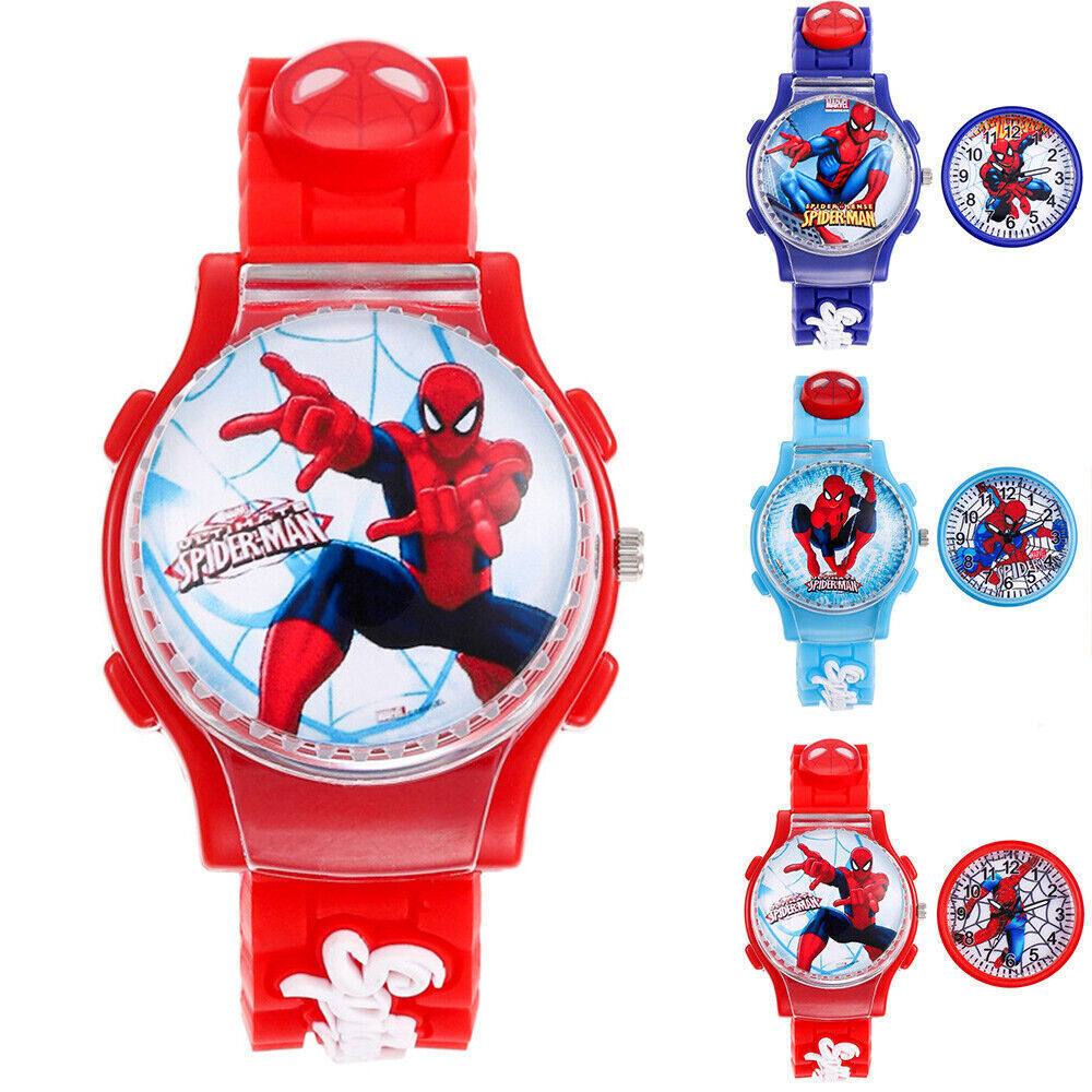 Child Spiderman Watch Rotation Flip Adjustable Strap Wrist Watches Boy ...