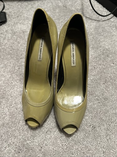 Katheryn Amberleigh Women 6.5 Pumps Shoes Green Patent Leather Heel 4. ...