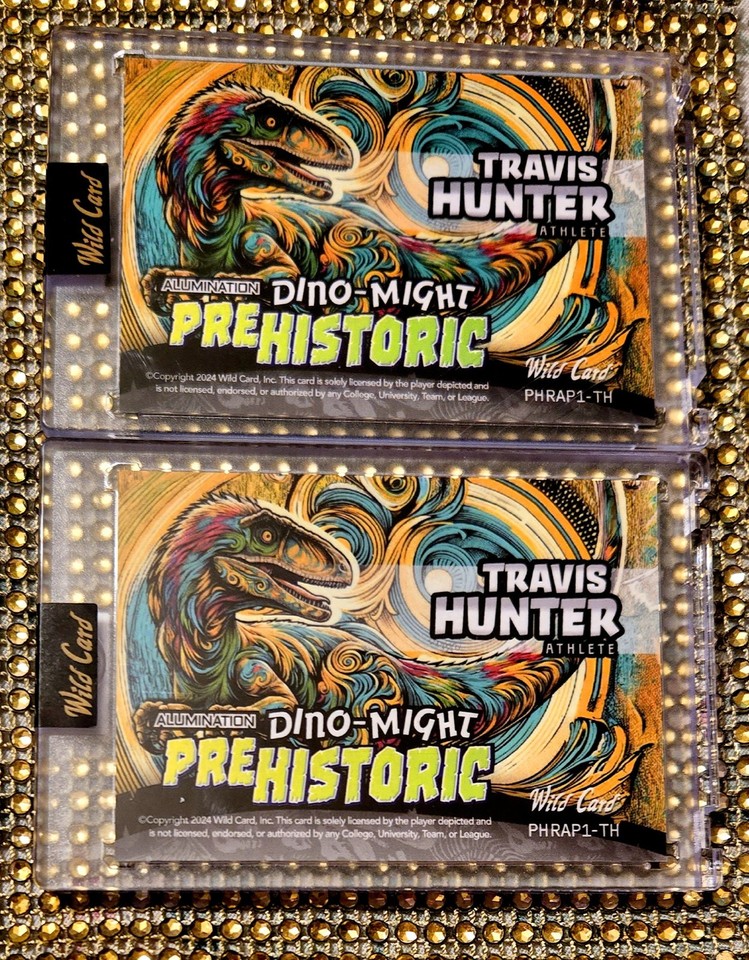 1/1 & 1/1 2024 PREHISTORIC Identical GOLD RAPTORS Travis Hunter RC ...