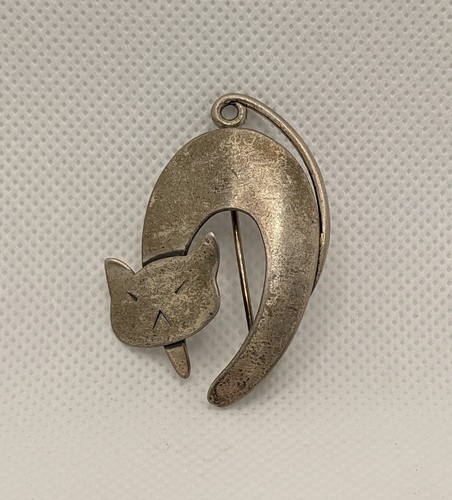 Sterling Silver Arched Back Mad Cat Pin Signed ORB | eBay