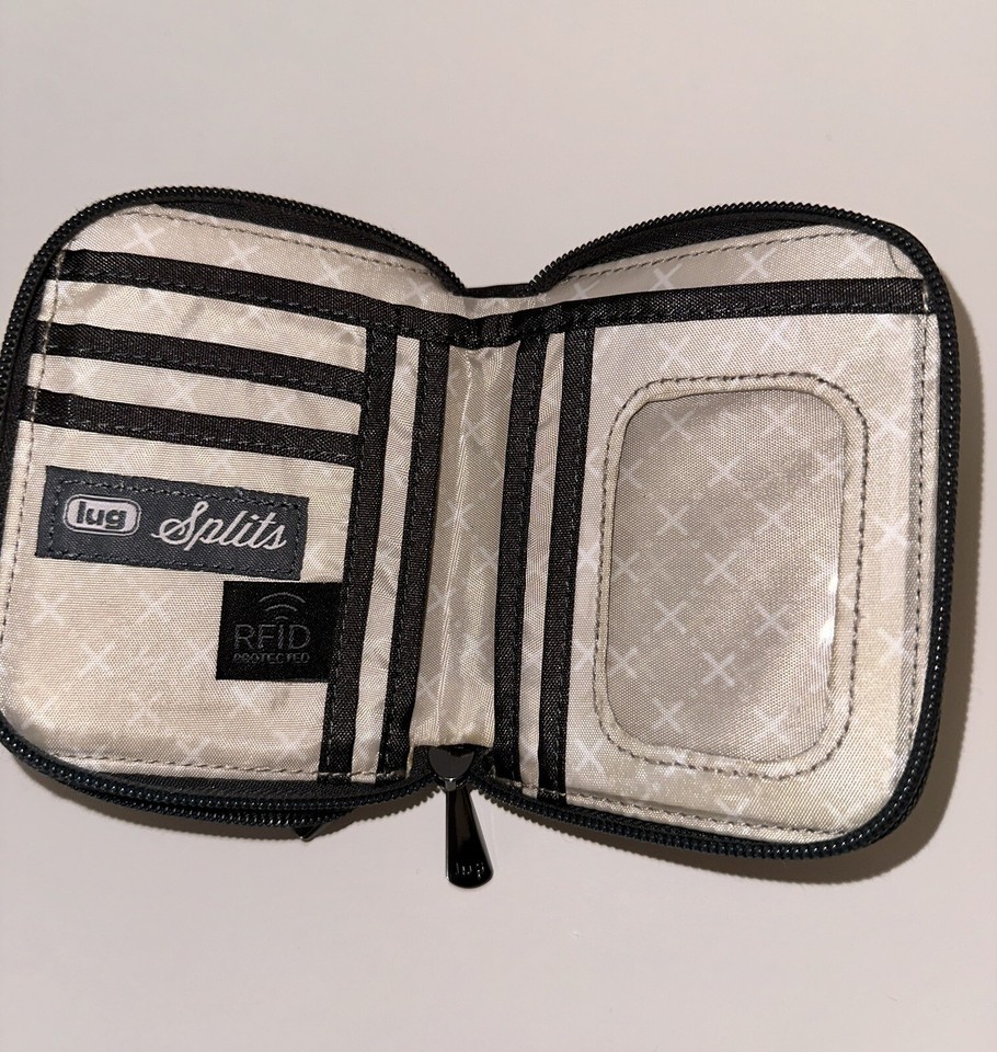 LUG Splits Wallet Gray Quilted Double Zip Around Wallet RFID | eBay