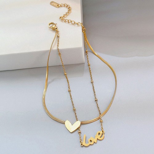 Color Double Layer Chain Love Heart Ankle Bracelet On Leg Foot Jewelry ...