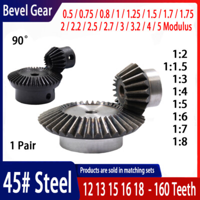 0.5/0.75/1/1.5-5 Mod Bevel Gear 12-160 Teeth Transmission Gears Bevel ...