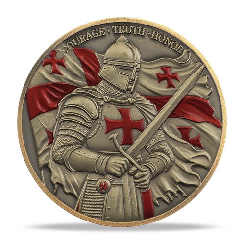 Templar Crusader Knight Challenge Coin Red Cross Medieval Collectible ...