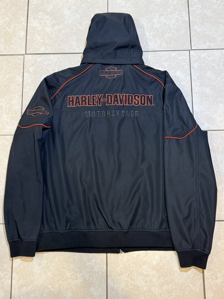Harley Davidson Men Jacket Black 2XL Idyll Soft Shell Textile Hooded ...
