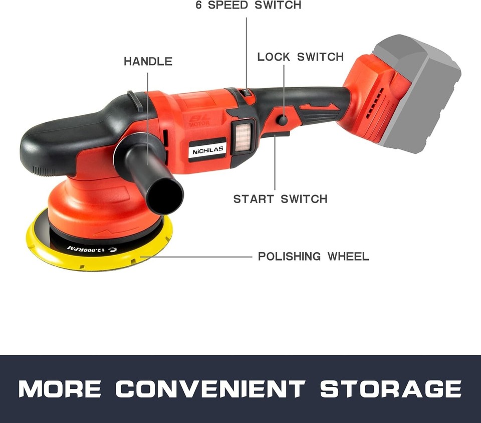 Cordless Car Polisher,Portable Polishing Waxer Machine with Brushless ...