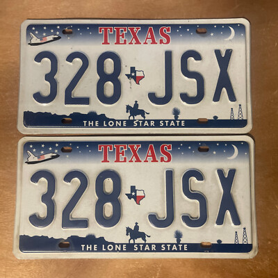 2005 Texas License Plate Pair Space Shuttle # 328-JSX | eBay