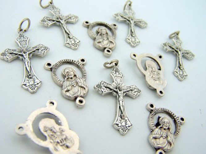 Rosary Repair Sacred Heart of Jesus Centerpiece Cross Crucifix Kit, Lot ...