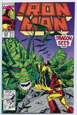 IRON MAN #274 w/ Fin Fang Foom Marvel Comics ©1991 HIGH GRADE CONDITION ...