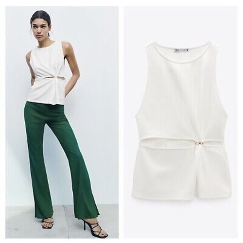 Zara White Sleeveless Cutout Tank Top Modern Minimalist Chic NWT | eBay