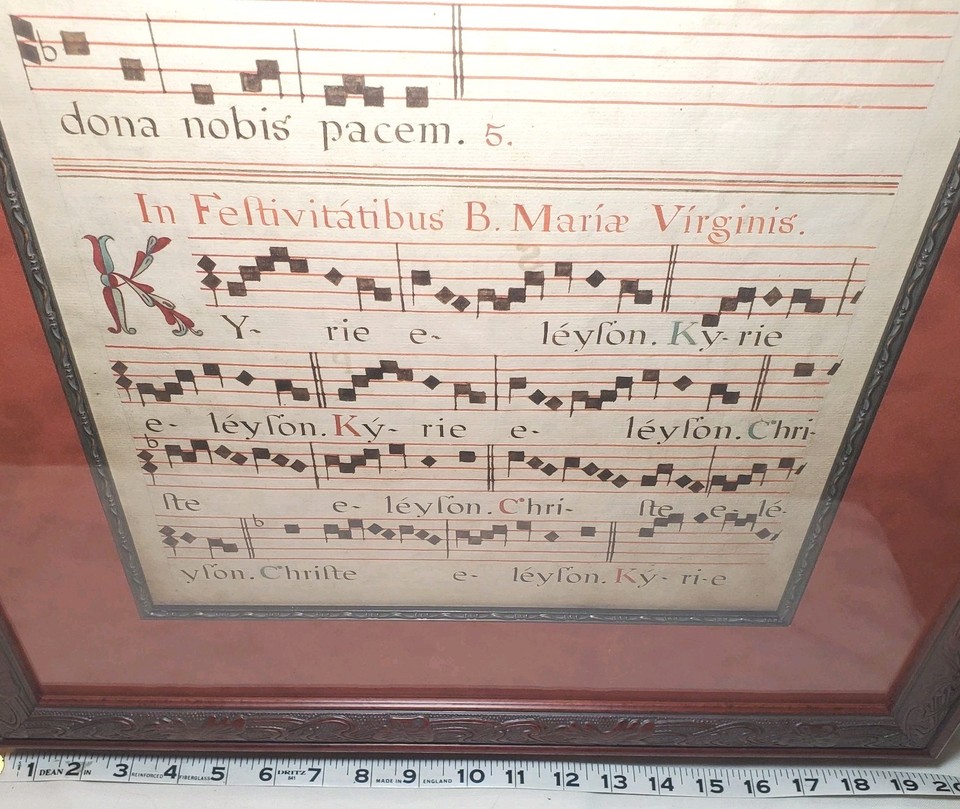 Large Antiphonal Music Leaf Latin Framed Agnus Dei Lamb of God Worship ...