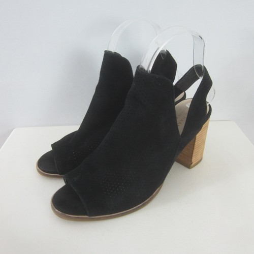 Cole Haan Womens 7 M Black Perforated Suede Leather Block 3" Heel Open ...