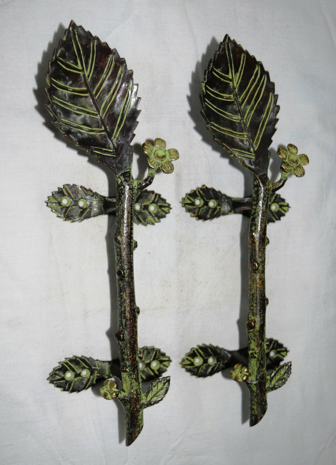 Sprig Designed Leaf Brass Door Pull Antique Style Handmade Flower ...