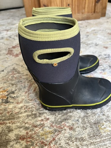 BOGS Big Kids Classic High Black Green Accent Fabric Snow/Rain Boots ...