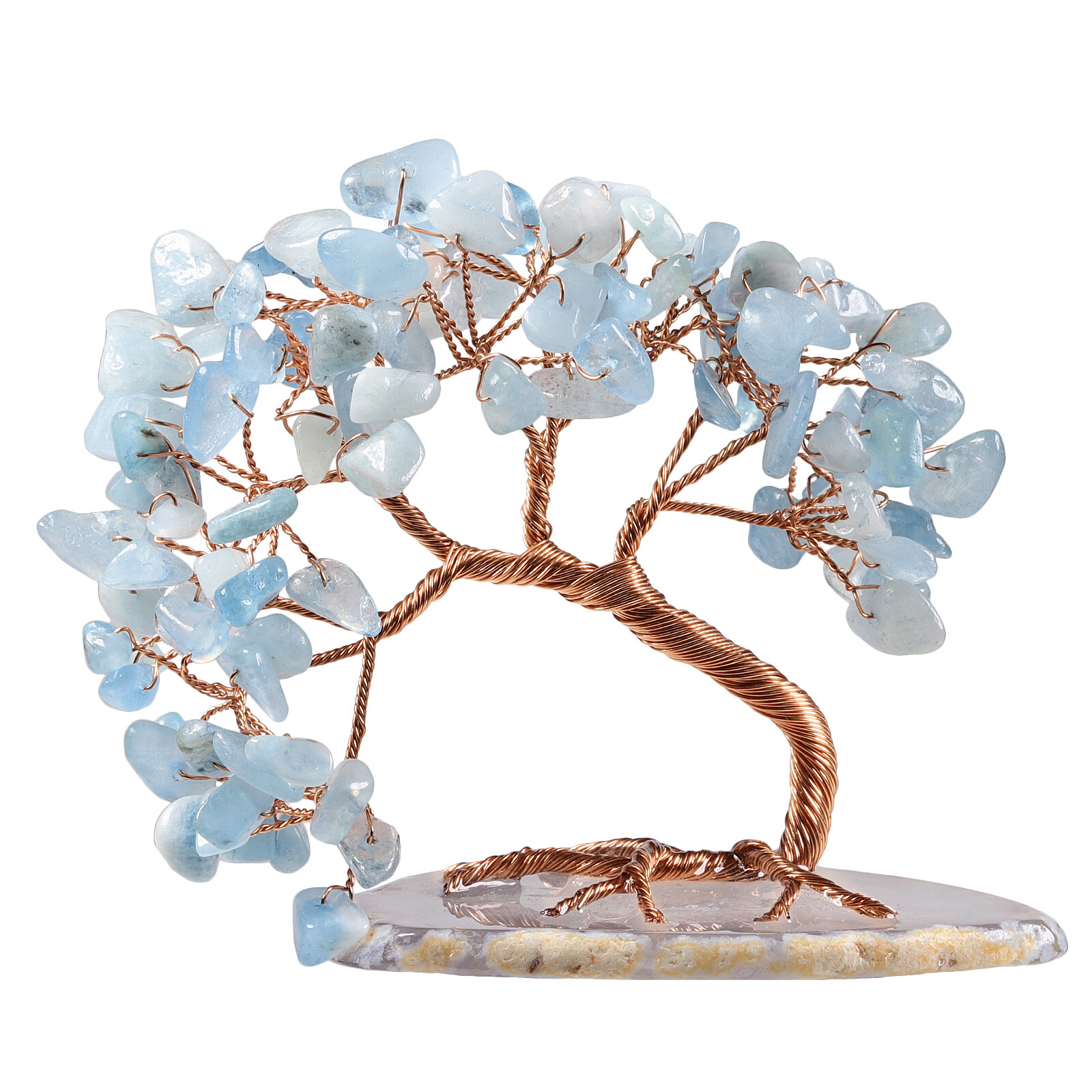 Natural Crystal Stone Money Tree Agate Slice Base Feng Shui Bonsai for ...