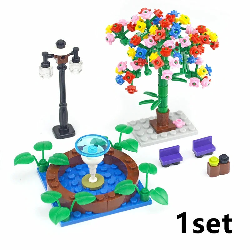 City Tree Green Bush Garden MOC Flower Grass for Lego Building Blocks ...