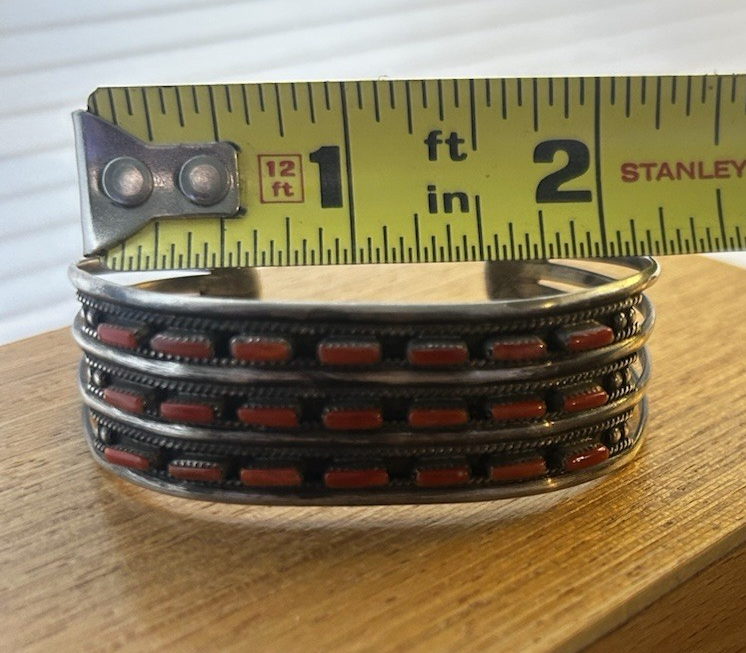 ZUNI Needlepoint CC Cecil Connie Hattie Coral Sterling Cuff Bracelet 3 ...
