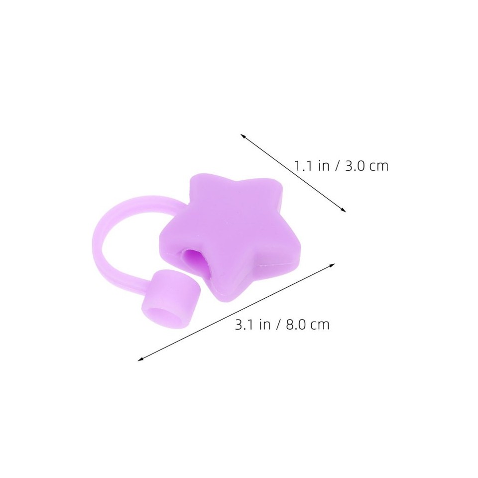 10pcs Reusable Silicone Straw Covers, Star Shape Tip Protectors for 6 ...